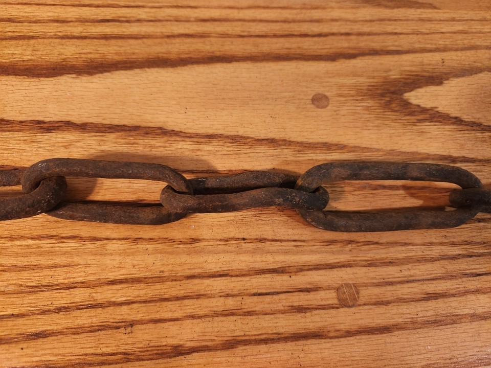18th/19th Century Antique Hand Wrought Iron Chain Link and Hook, 21 ...