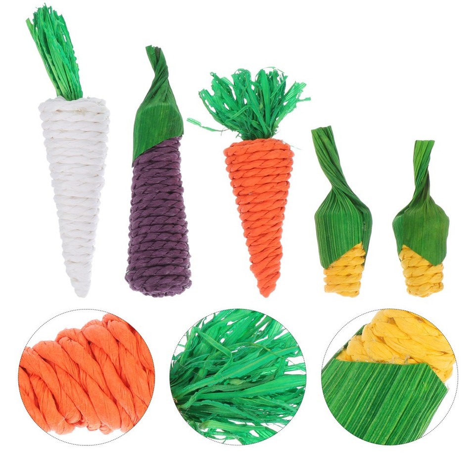 5 PCS Small Animal Toys Chew for Rabbits Tooth Grinding Carrot Bunny ...