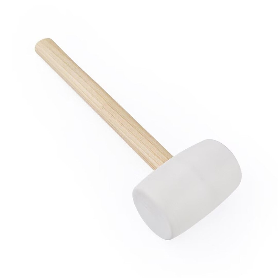 Rubber Mallet - 12 oz Anti-Slip Wooden Handle Soft Double Face White ...