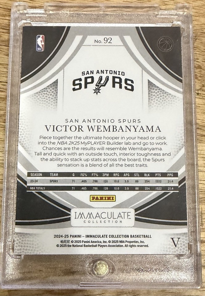Panini 2024-25 Immaculate 1st Off the Line Victor Wembanyama #92 /11 ...