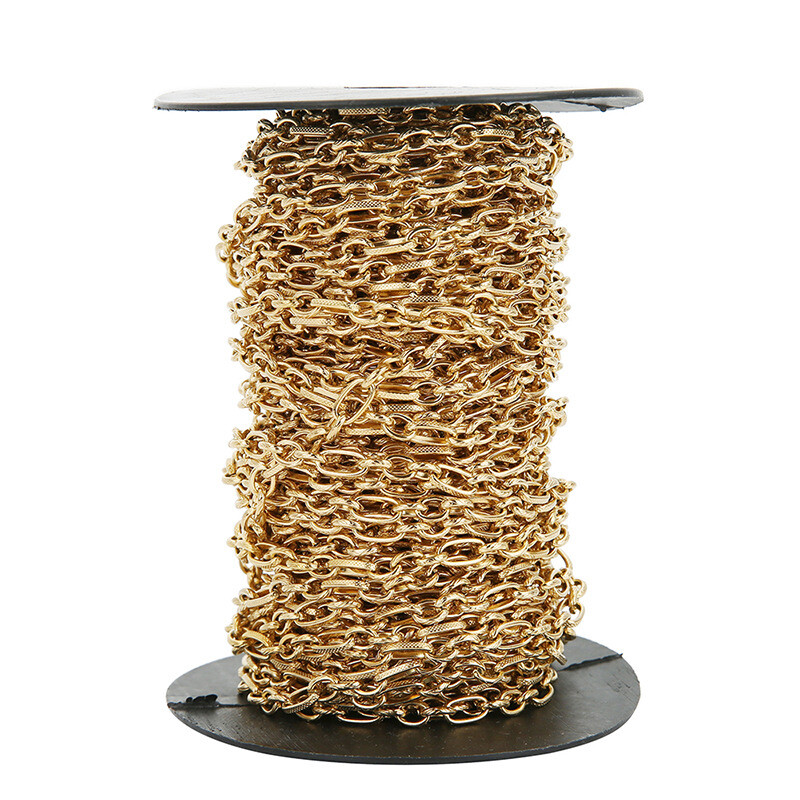 2meters Gold/Silver Stainless Steel Textured Oval Link Chains 6mm | eBay