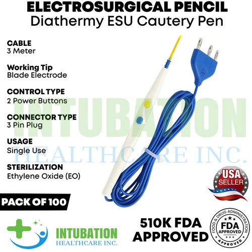 Electrosurgical Pencil with Blade Electrode Diathermy ESU Cautery Pen ...