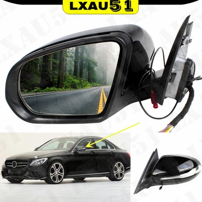 Left Driver Side Black Painted Mirror For Mercedes Benz W205 C180 C200 ...