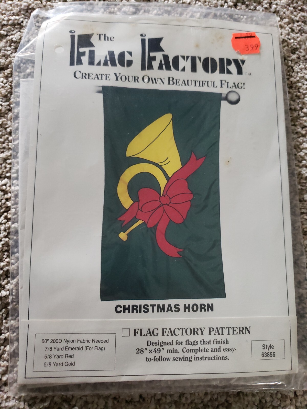 The Flag Factory Flag Pattern 28" x 49" Open Uncut Christmas Horn | eBay
