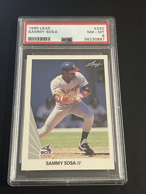 1990 Leaf Baseball SAMMY SOSA Rookie RC #220 PSA NM-MT 8 Chicago Cubs ...
