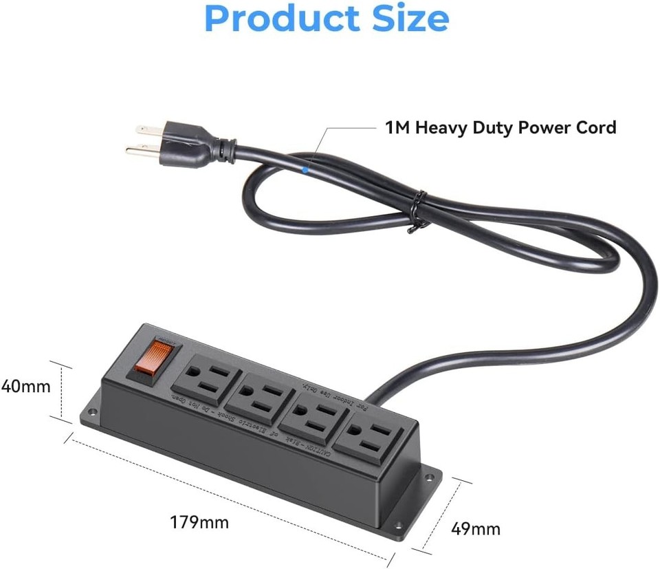 Wall Mount Power Outlet Strip 4 Outlet Mountable Power Strip with ...