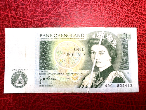 BoE 1978 Type B339 Page £1 'ERROR' 49C Banknote, paper creased before ...