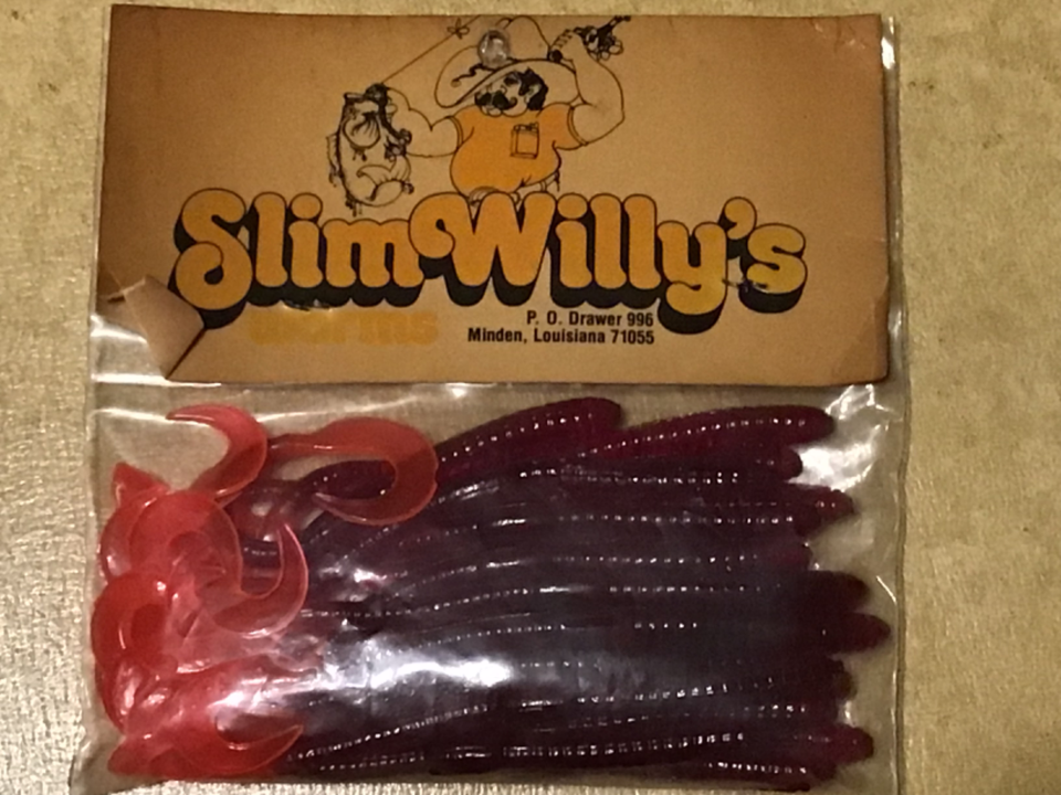 Vintage Slim Willy's Worms, 18 Count (?), Made in the USA, Dark Red w ...