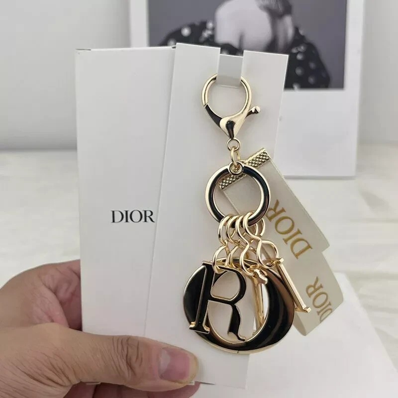 Dior Novelty Charm Gold Lucky Logo With diamond Keychain VIP Gift NEW ...
