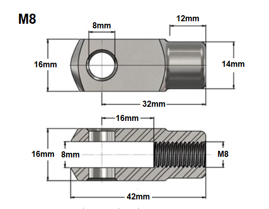 Clevis Fork Yoke Rod End Joint M4 M5 M6 M8 M10 M12 R/H Thread BZP Steel ...