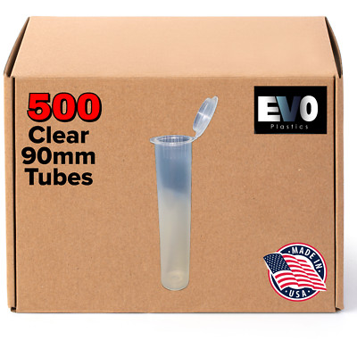 90mm Pre-Roll Tubes 500 Clear, Pop Top Joints, BPA-Free Pre-Roll Vials ...