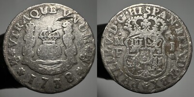 1738 Mexico 1 Reales Silver Coin Circulated Philip V MF Real | eBay