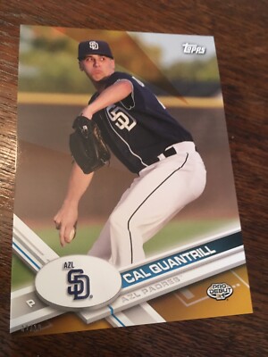2017 Topps Pro Debut Jumbo 5x7 Cal Quantrill Padres 102 #'d 02/10 Gold ...