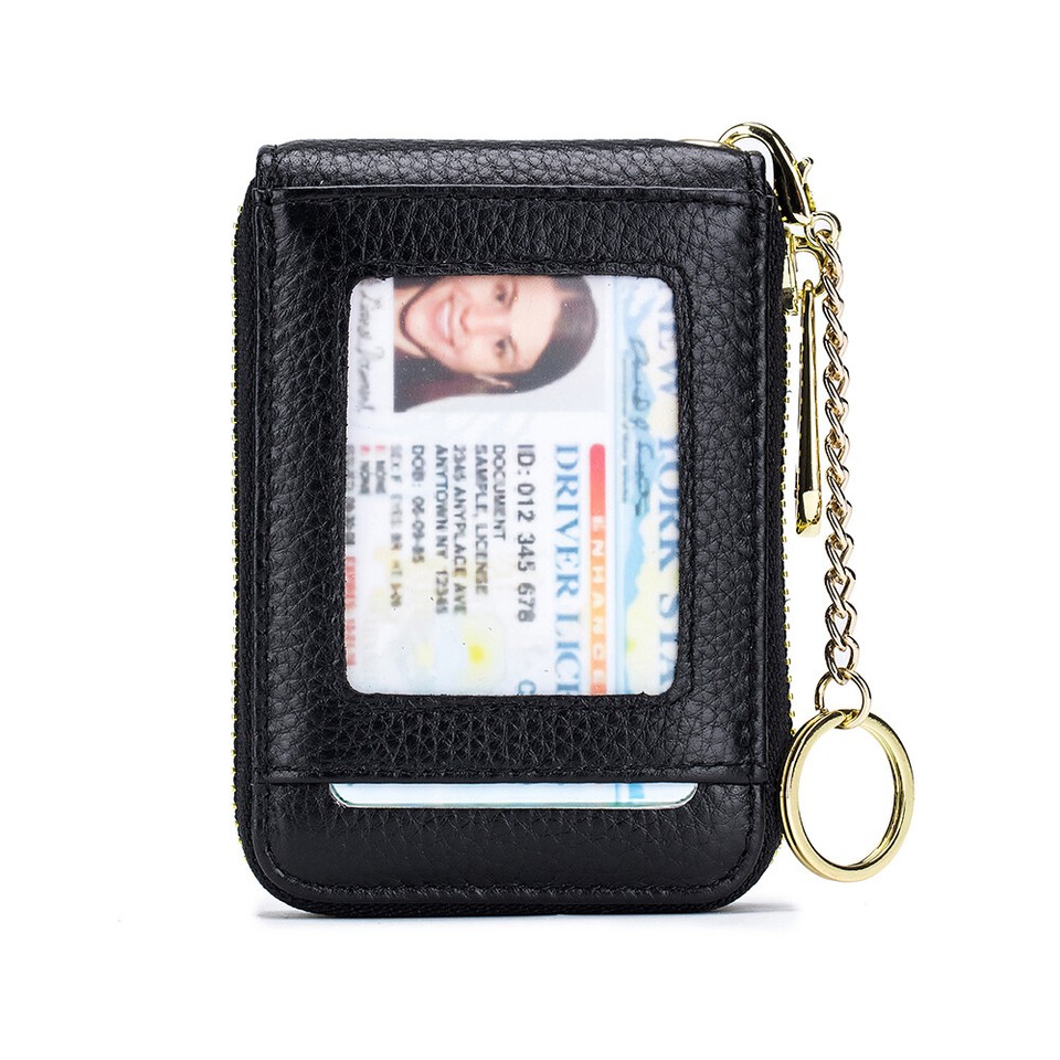 RFID Blocking Card Holder Leather Credit Card Case Wallet Zip Around ...