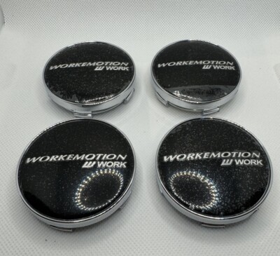 WORK Emotion Black Wheel Center Caps Silver 60mm Emblem 4pc JDM Cap ...