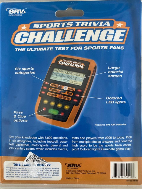 SRV Innovations Sports Trivia Challenge Handheld Electronic Game Model ...