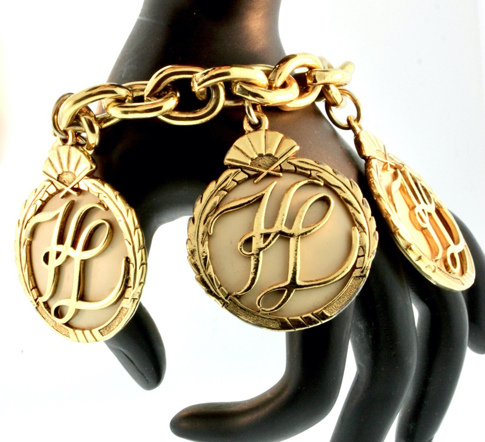 Vtg French KARL LAGERFELD Iconic Logo Medallion Ename… - Gem