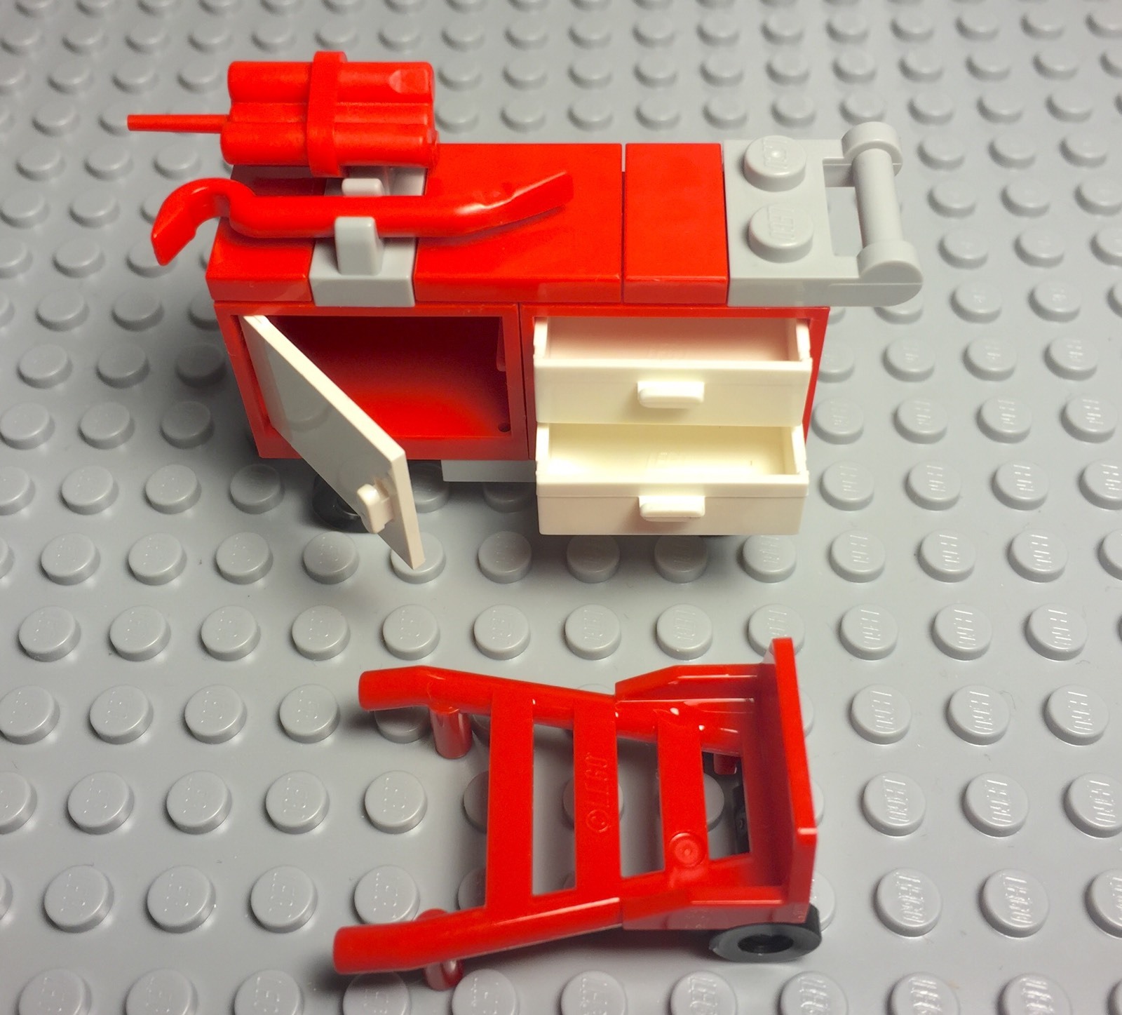 Lego City Mechanic Mini Figure Tools Cart,trolley,red dynamite,crowbar ...