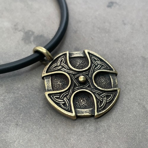 Rustic Celtic Cross Antique Brass Finish Pendant (262-b) Black Cord ...