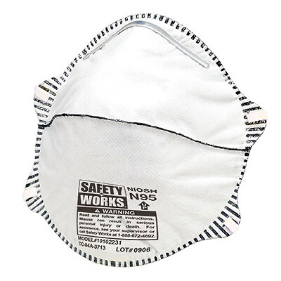 Safety Works 20PK N95 Dust Respirators are disposable; meet OSHA ...