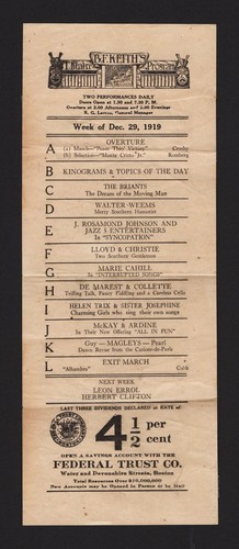 Keith's Theatre /J. ROSAMOND JOHNSON / Marie Cahill 1919 Vaudeville Broadsides | eBay