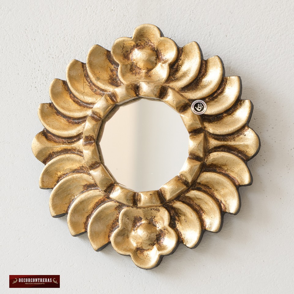 Small Sunburst Mirror set 6 "Gold Sun", Handmade Round mirror Wall 6in ...