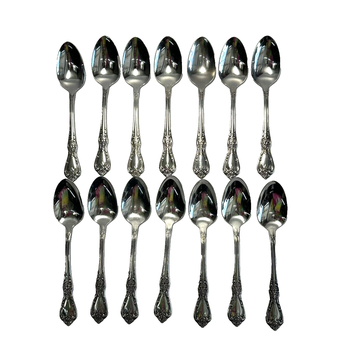 "KENNETT SQUARE” Distinction Deluxe HH Stainless Oneida 14 Spoons- 6 ...