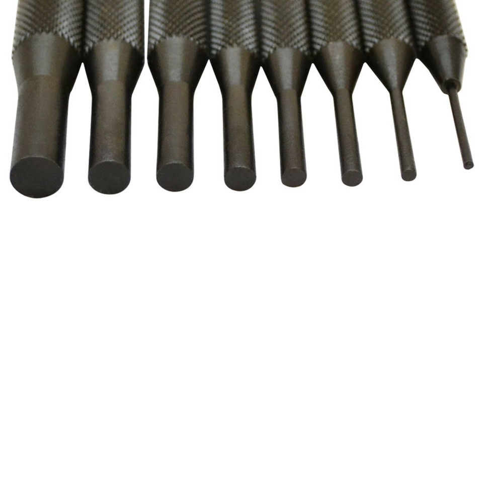 8 Pc Steel Drive Pin Punch Set 4'' Long Knurled Body Punches Tool Set ...