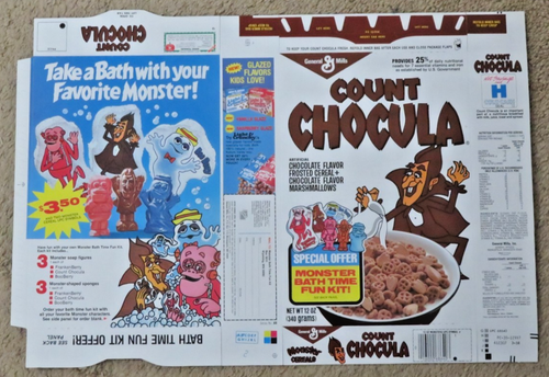 Vintage General Mills Count Chocula Cereal Box 1984 mint prod flat GEM ...