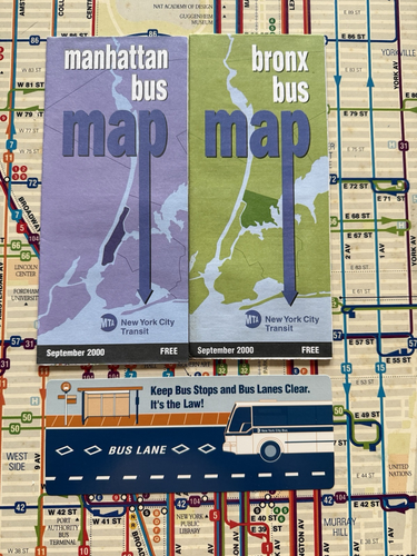 New York City Transit Manhattan & Bronx Bus Maps September 2000 + Bus Lane | eBay