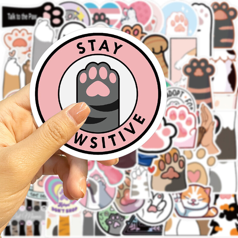 61Pcs Cute Animal Pets Paw Stickers Waterproof Skateboard Guitar ...