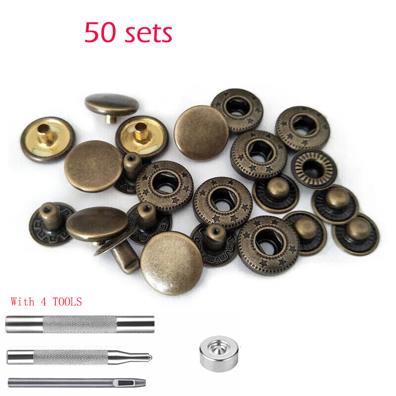 Snap Fasteners Heavy Duty Buttons 10/12/15mm Metal Press Studs Poppers ...