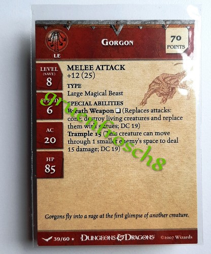 GORGON 39 RARE UNHALLOWED D&D MINIATURES GAMES CARD EARTHDAWN OLYMP DDM ...