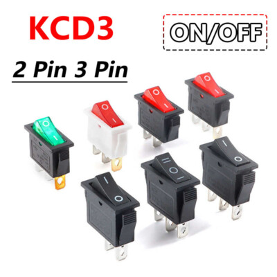 KCD3 Rocker Switch 2/3 Pin 2 Position Rectangular Rocker Switch On-Off ...