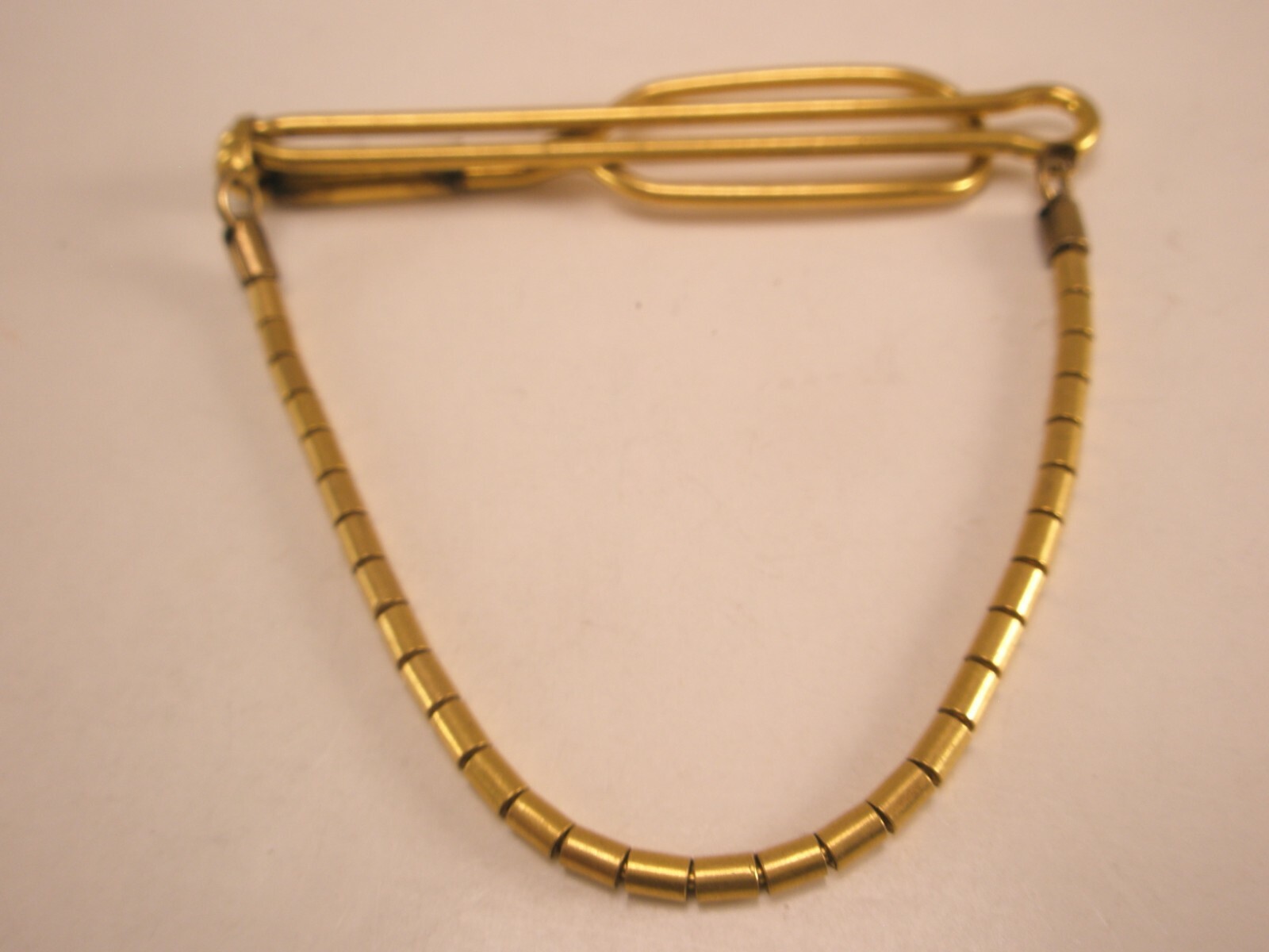 Cylinder Link Chain Gold Tone Vintage Pendant Tie Bar… - Gem