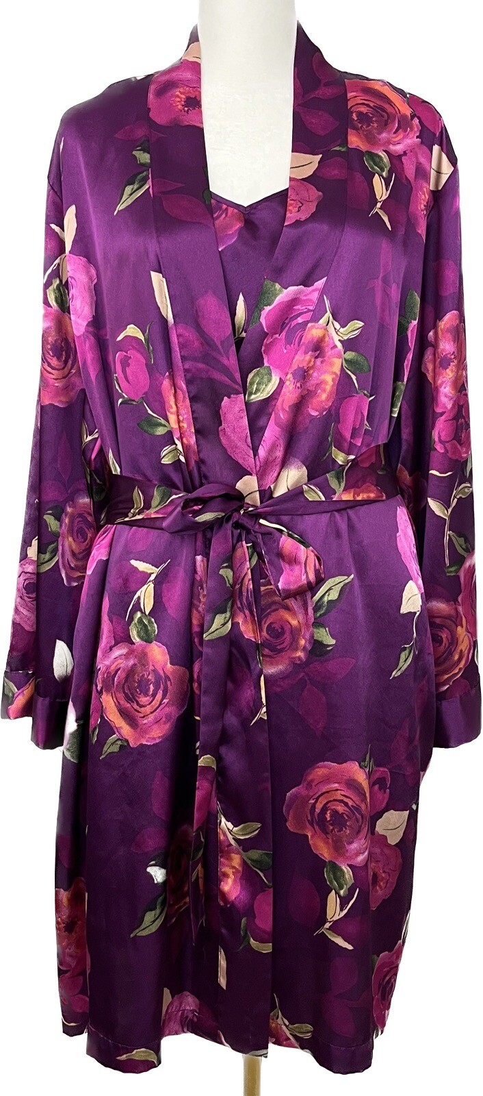 Morgan Taylor Intimates Set Nightgown Robe Satin Purp… - Gem