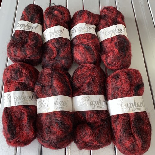 Wendy Raphael 67% Mohair 28% Wool 8x50g Red/Black Mix Knitting Wool ...