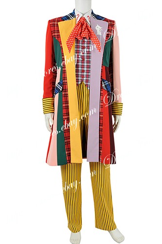Doctor Who Cosplay Costume The 6th Dr Colorful Lattice Stripe Coat Suit ...