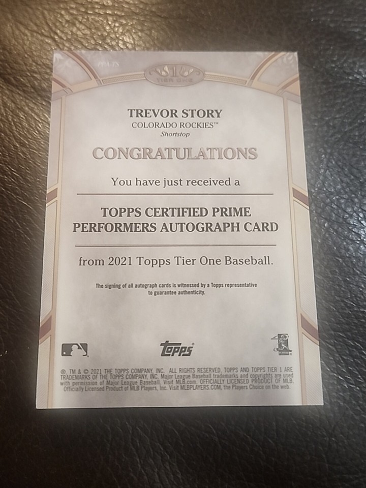 2021 Topps Tier One TREVOR STORY Prime Performers Autograph /300 ...