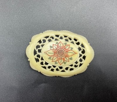 Vtg Chukchi Brooch, Hand-Carved Eskimo Pin, Inuit Jewelry, Floral ...