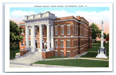 HATTIESBURG, MS Postcard - FORREST COUNTY COURT HOUSE MISS 6 | eBay