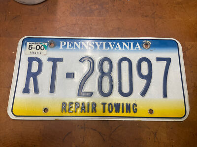 Pennsylvania Repair Towing License Plate PA Penna RT-28097 Keystone ...