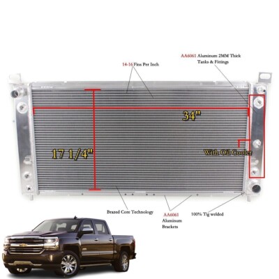 2370 34'' Radiator for For Chevy Silverado 1500 2500 Suburban Tahoe 4.8 ...