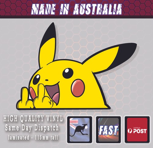 Pikachu PEEKING Bumper Sticker Pokemon Finger Bird Print peeping ...