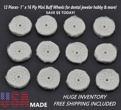 Mini Muslin Buff, 1" x 16 ply, White, Stitched Center, 12/Pk. Exquisite ...