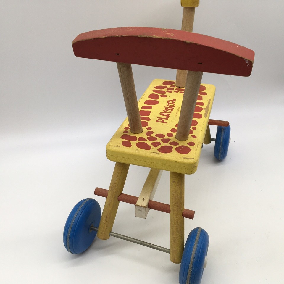 Vtg 1960s Playskool Wooden Giraffe Riding Toy Great For Doll Or Bear ...