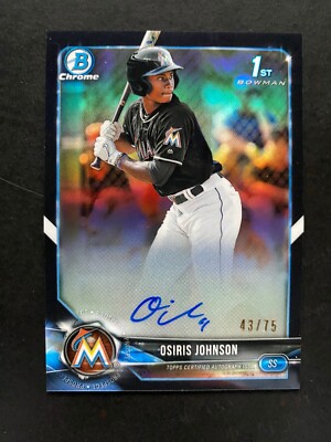 2018 OSIRIS JOHNSON 1st Bowman Chrome Draft BLACK REFRACTOR Auto RC ...