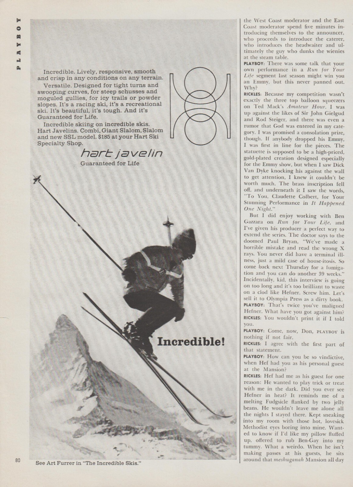 1968 Hart Javelin Skis - Skier Ski Racer Art Furrer - Swiss Alps- Print ...