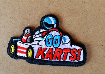 1 Girl Scout GO KARTS Patch Red Silver & Blue 2 1/2” x 1 1/2” #S-4537 ...