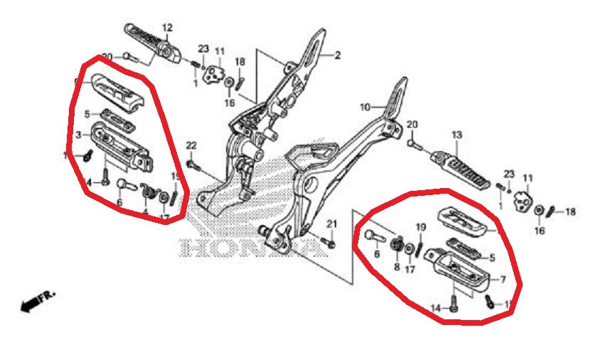 Honda MSX 125 GROM Front Peg Set Footpegs (A PAIR) 2016 2017 2018 2019 ...
